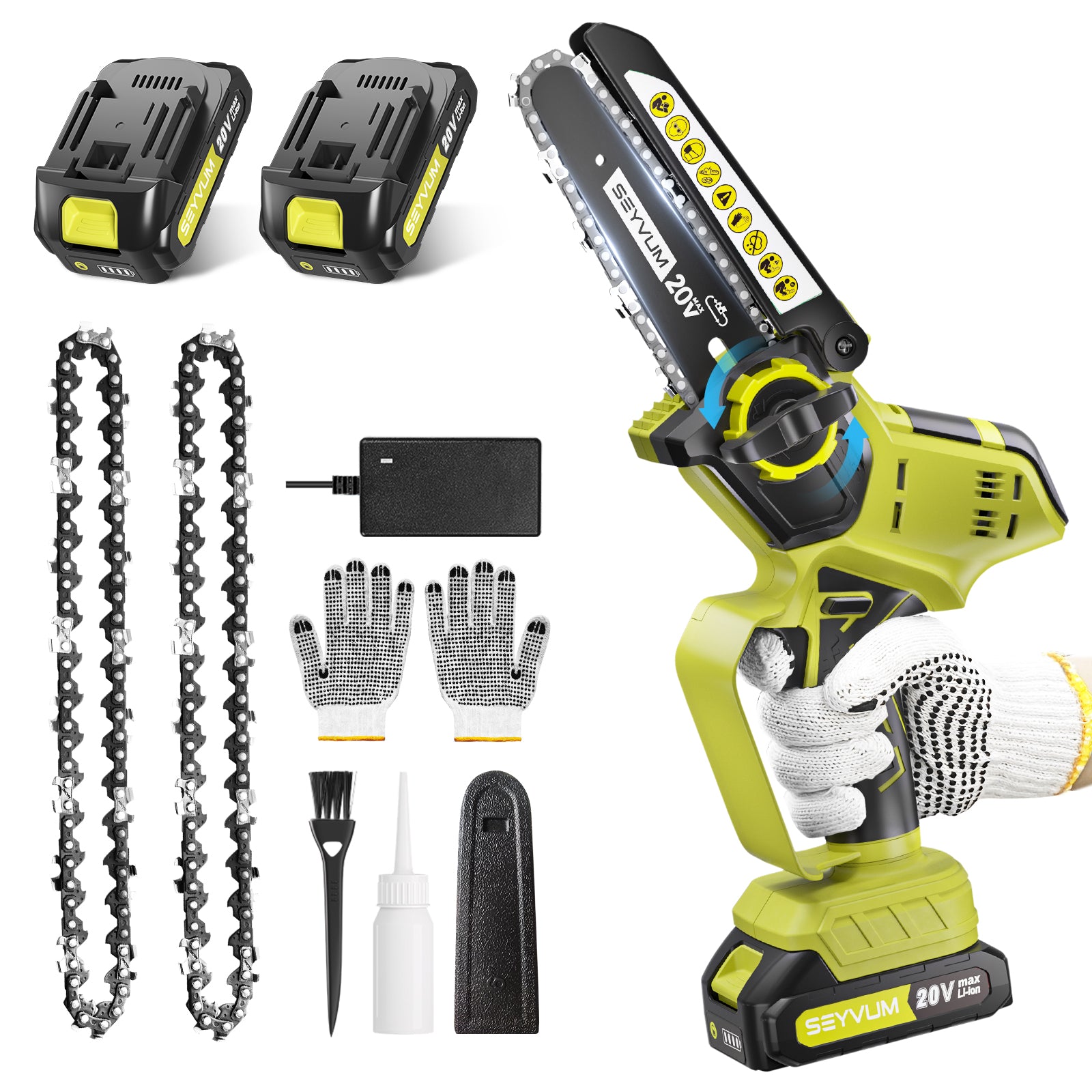 SEYVUM 6 Inch Cordless Mini Chainsaw