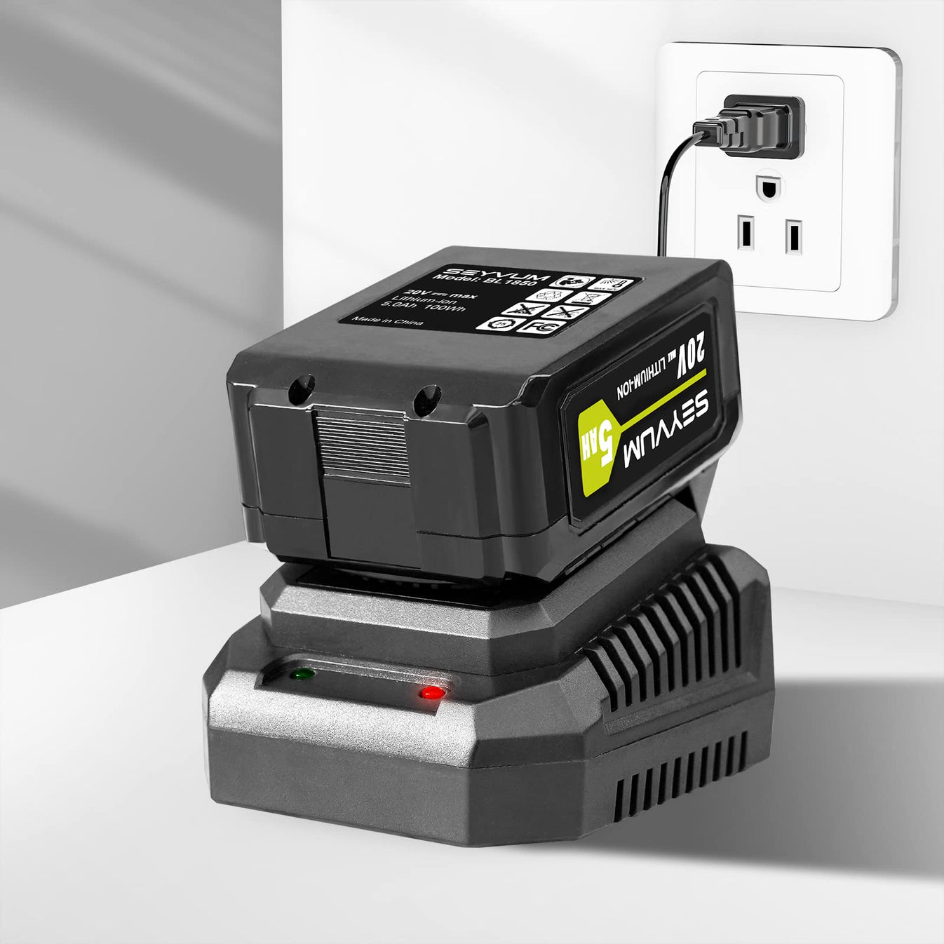 SEYVUM 20V MAX Battery, 5.0Ah Lithium Ion Battery，Compatible with 20V